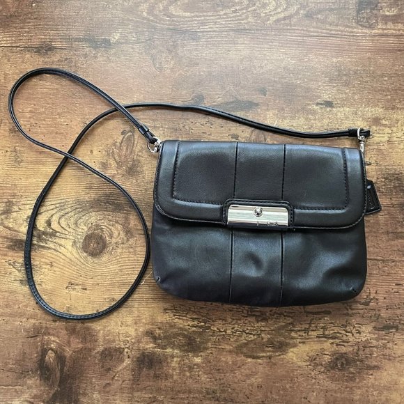 Coach | Bags | Coach Kristin Swingpack Black Leather Crossbody Mini ...